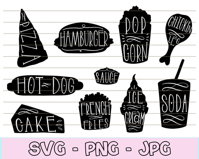 Fast Food Svg Food Doodle Clipart Breakfast Svg Food Svg - Etsy