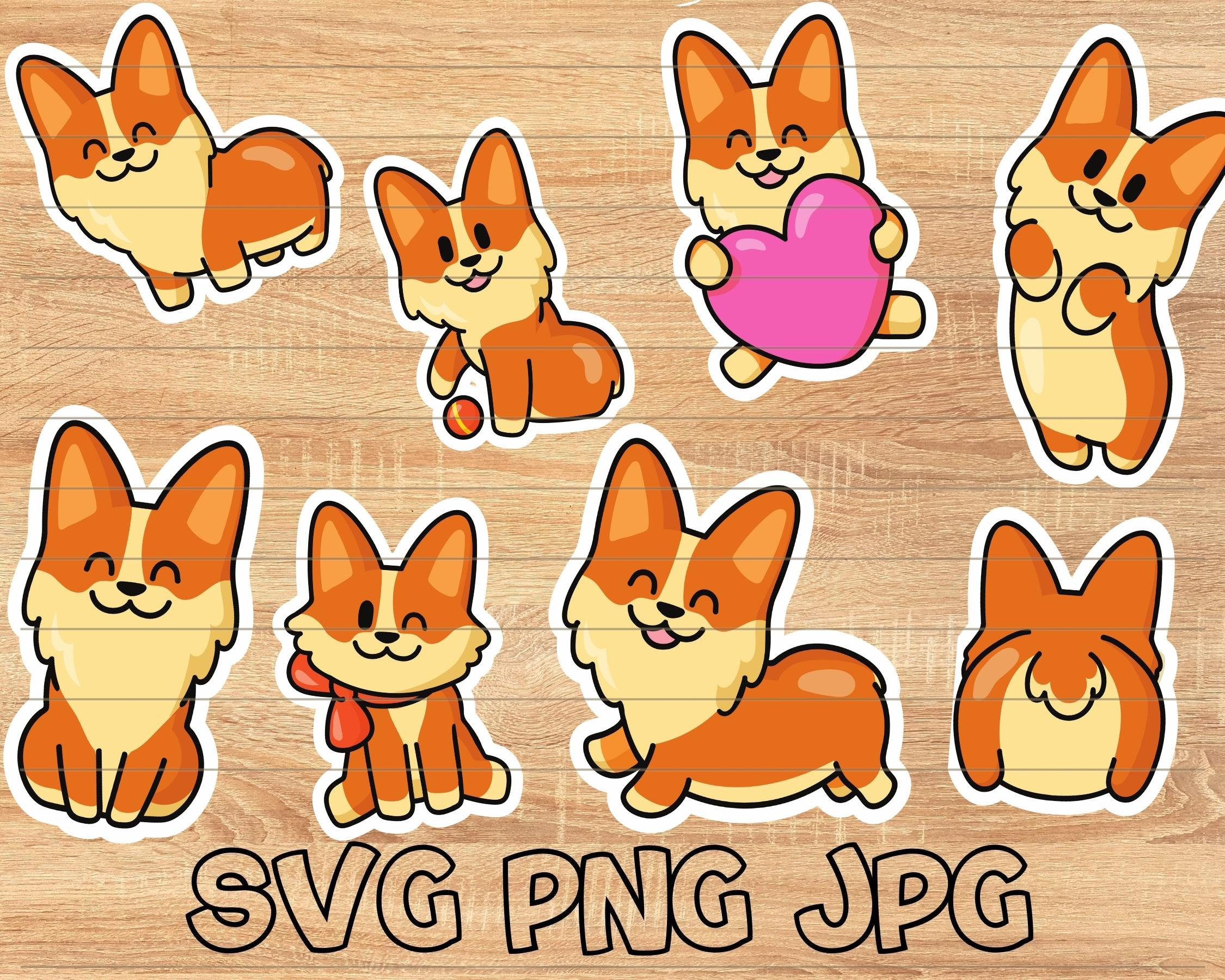 Cute Corgi Sticker Svg Bundle for Cricut Digital Design - Etsy