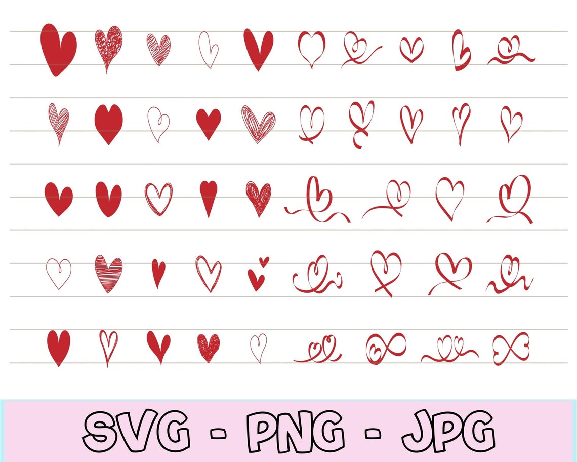 Heart Svg Bundle Sketch Heart Svg Open Heart Svg Doodle | Etsy