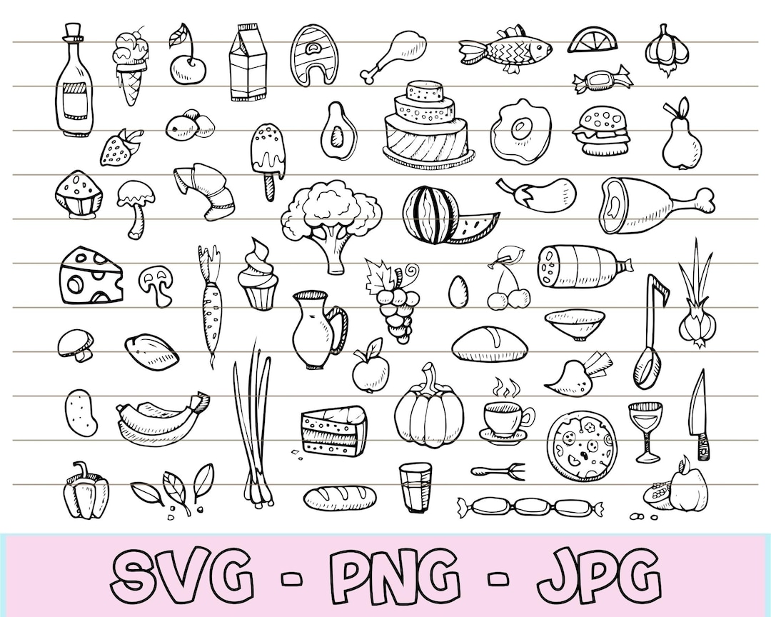 Fast Food Svg, Food Doodle Clipart, Breakfast Svg, Food Svg Bundle ...