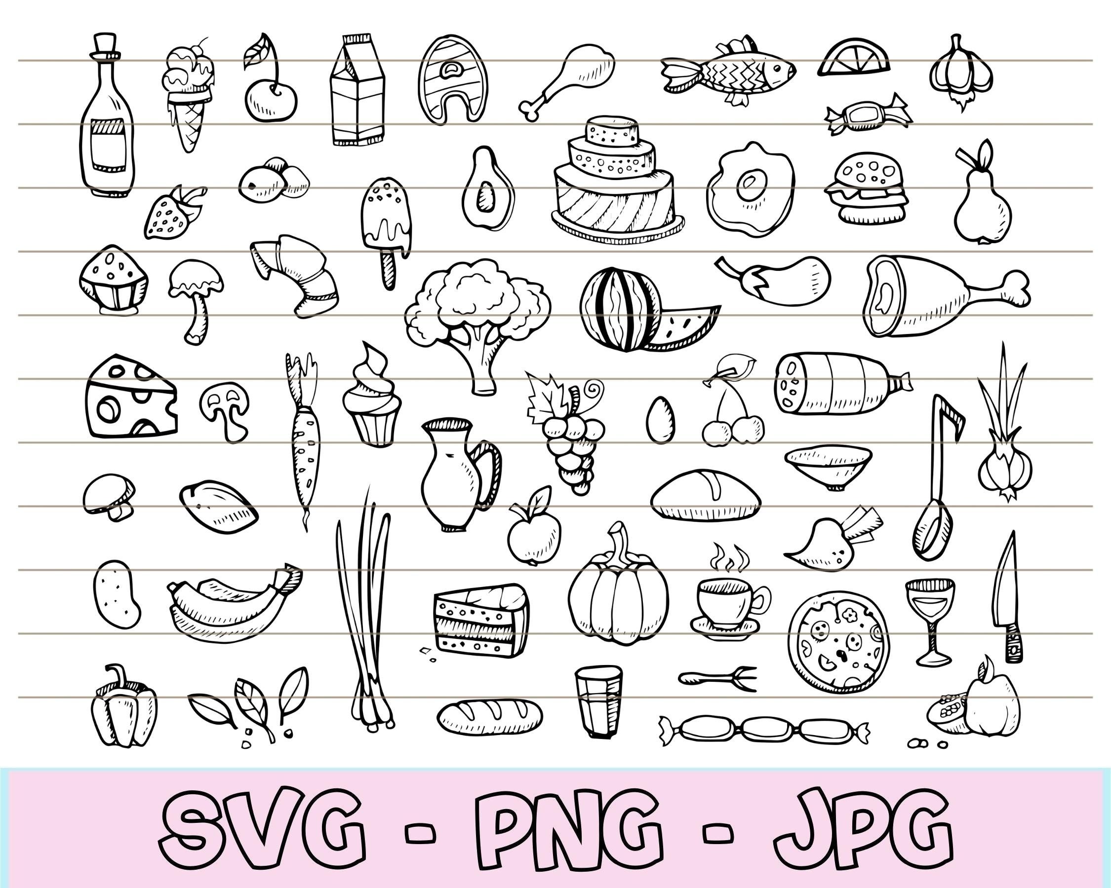 Fast Food Svg Food Doodle Clipart Frühstück svg Food Svg - Etsy.de