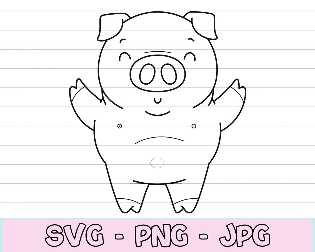 Cute Pig Svg, Farm Pig Svg, Farm Animals, Pig Cut File, Animals Vector ...