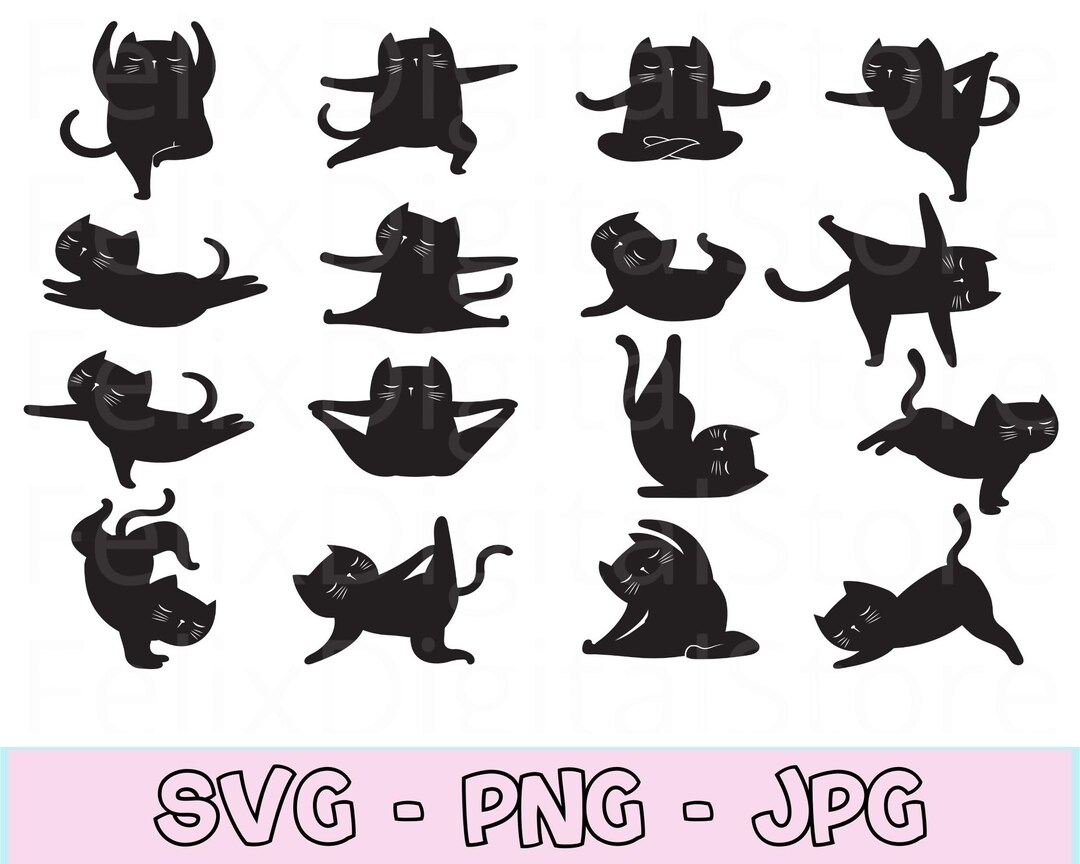 Cat Silhouette Svg, Cat Svg Bundle, Cat Design Svg, Cute Cat Svg Files ...