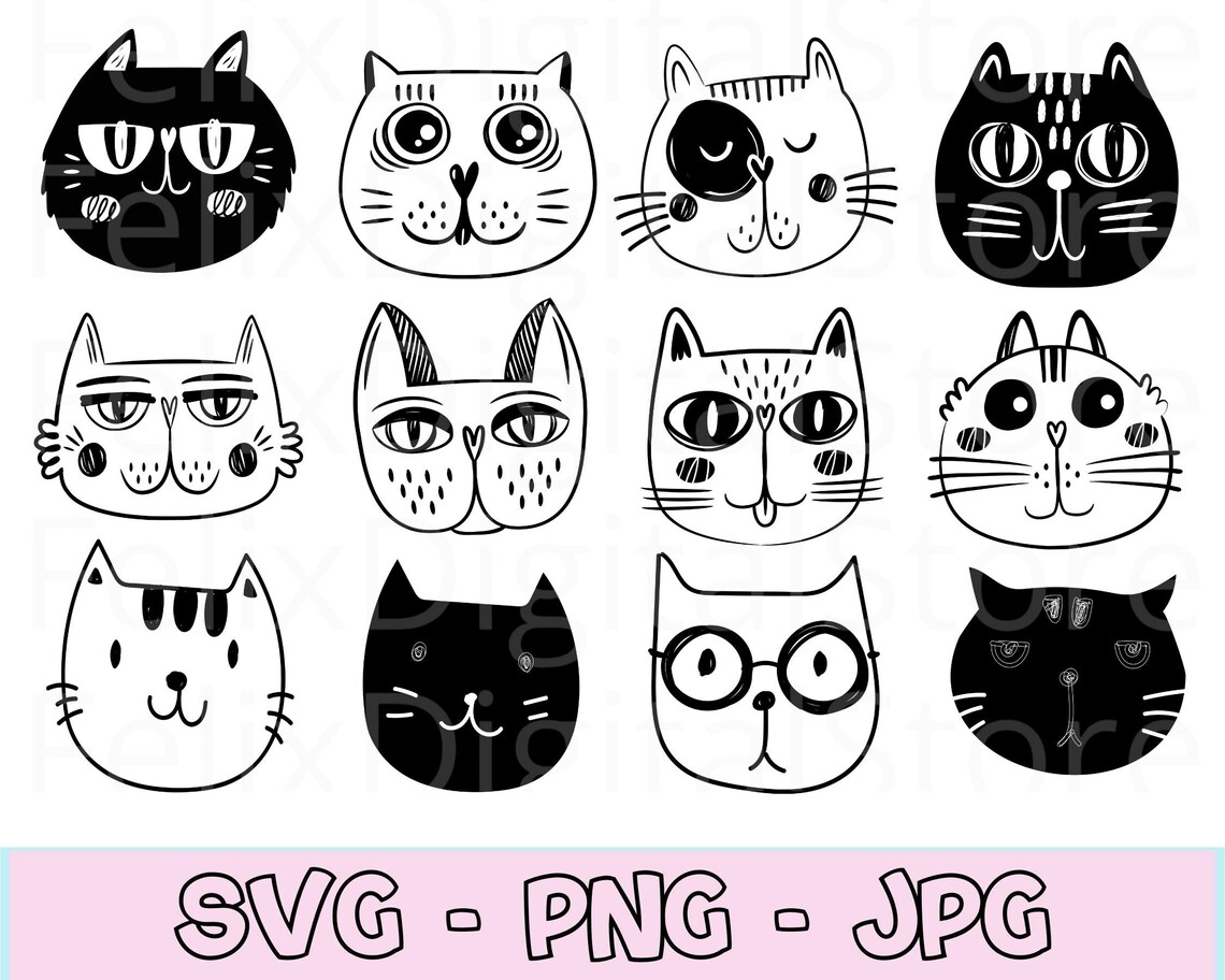 Cute Cat Svg Files Cat Svg Bundle Cat Face Svg Cat Design - Etsy Canada