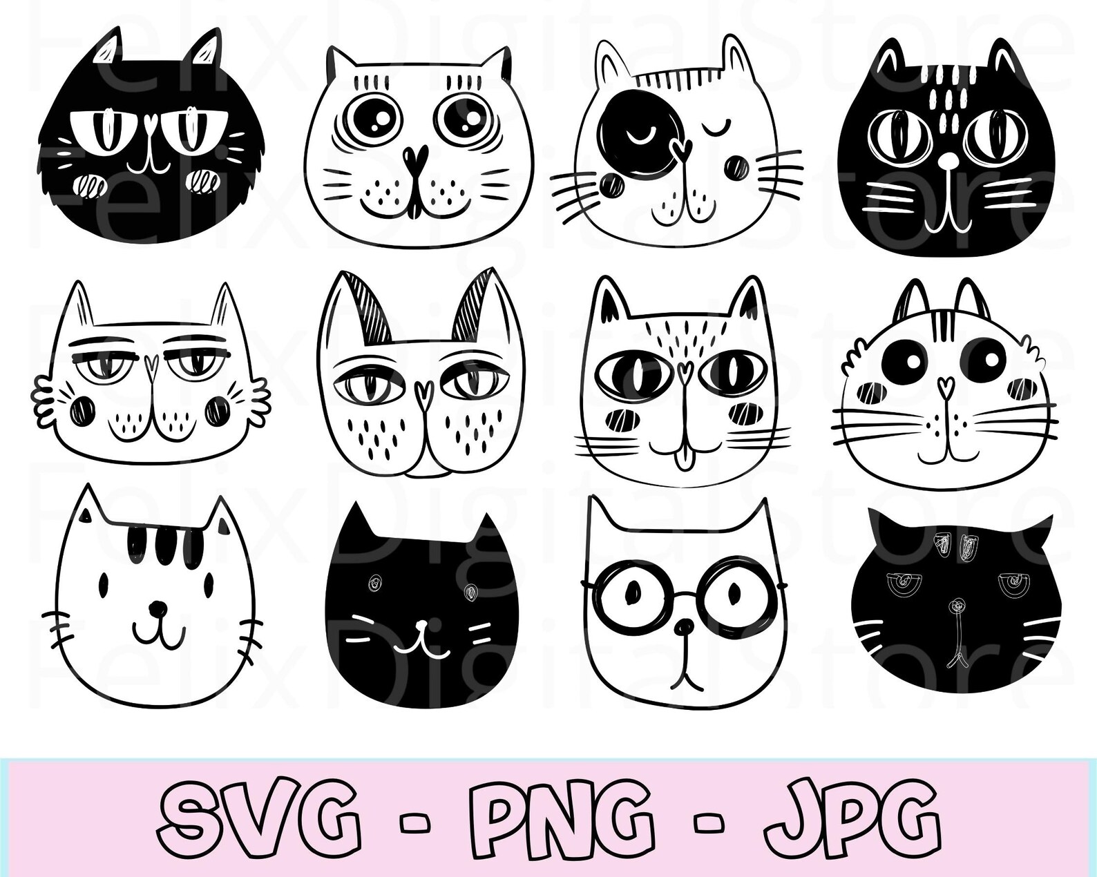 Cute Cat Svg Files Cat Svg Bundle Cat Face Svg Cat Design - Etsy Canada