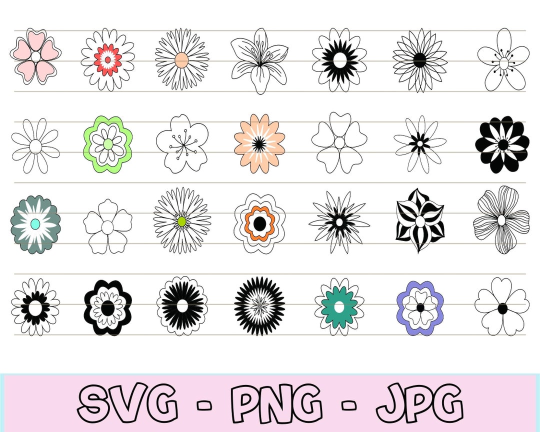 Flower Hand Drawn, Colored Flower Svg, Wildflower Svg Design for Shirt ...