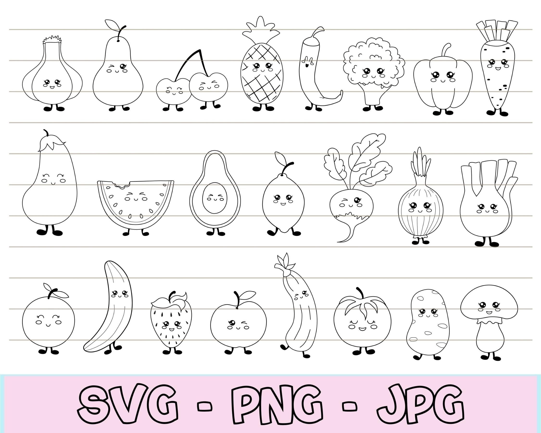 Fruits and Vegetables Svg Kawaii Fruit Svg Cute Fruit Svg for - Etsy