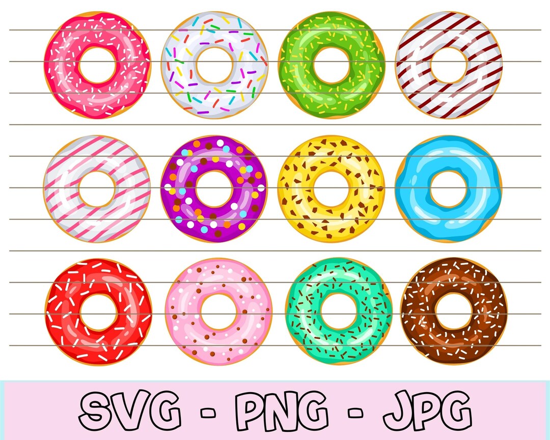 Donut Svg Cut File, Sweets Svg, Fast Food Svg, Food Doodle Clipart ...
