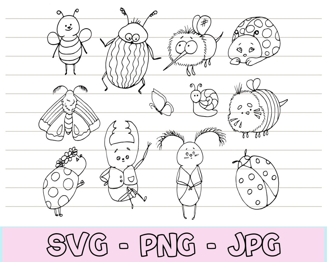 Bugs Svg, Cute Bugs Svg for Shirt and Mug, Bugs for Kids, Bugs Clipart ...