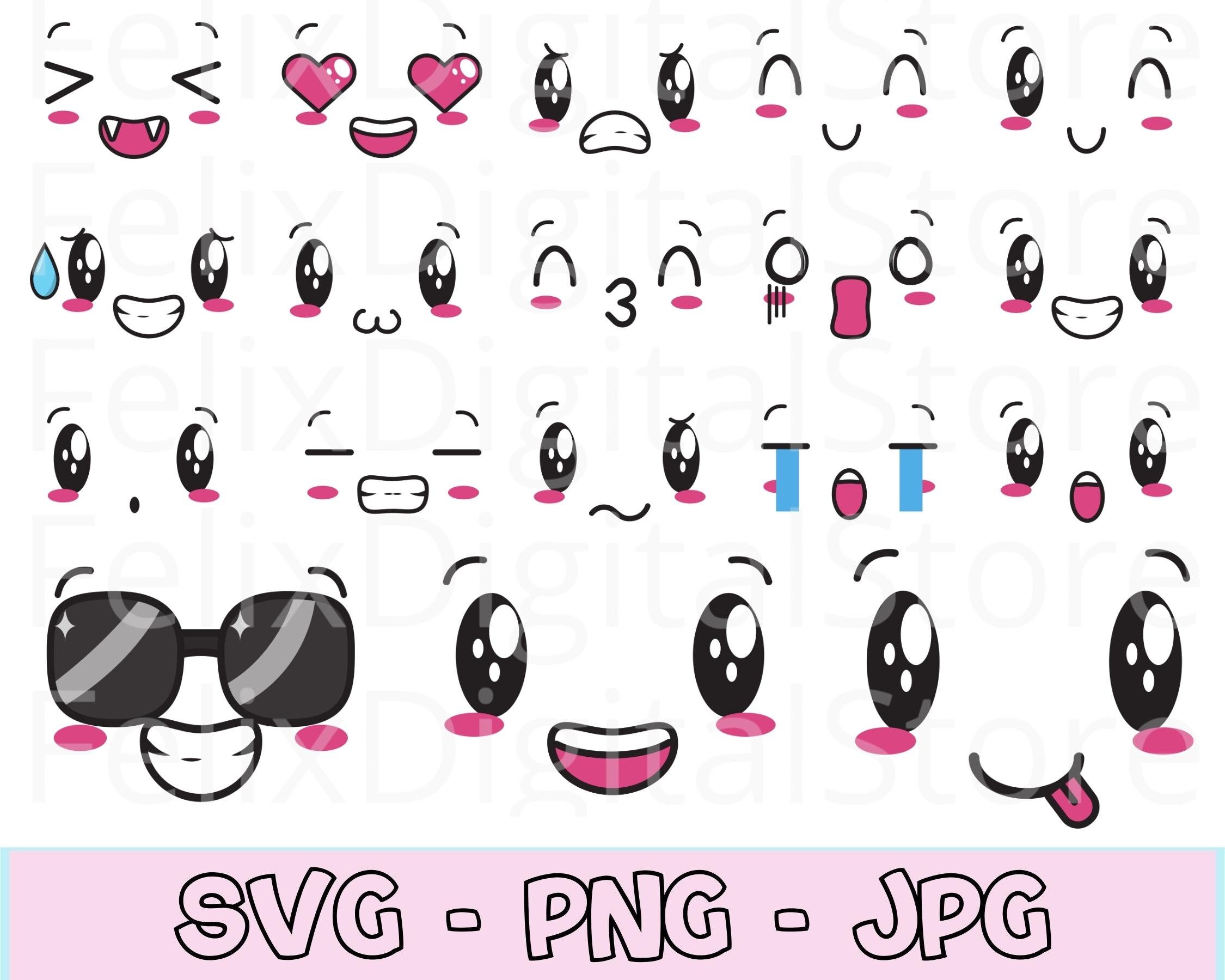 Kawaii Faces Svg Emoji Faces Svg Kawaii Svg Bundle Kawaii - Etsy