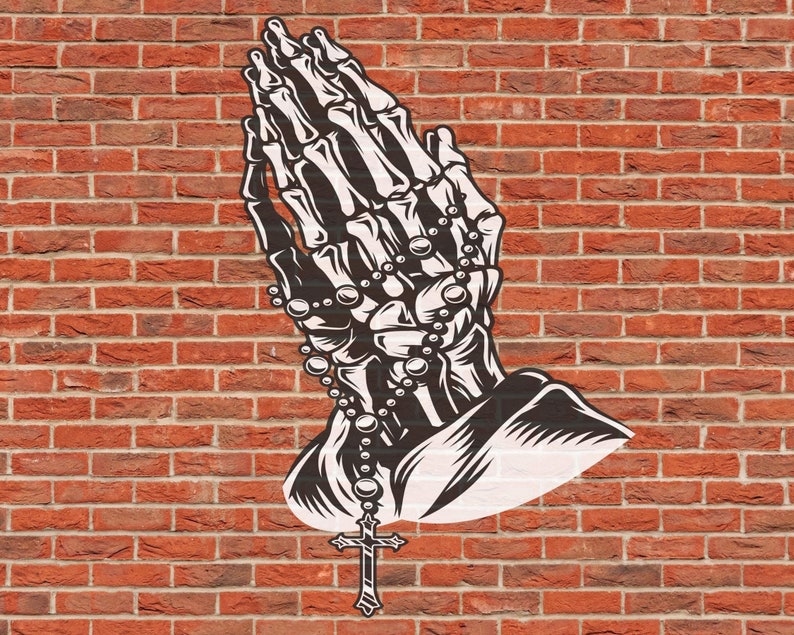 Skeleton Svg Praying Hands Prayer Rosary Faith Cross Jesus Etsy Australia