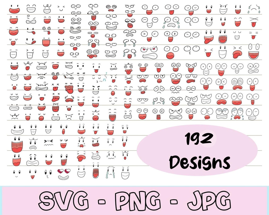 Cartoon Faces Svg Emoji Faces Svg Eyes Svg Cute Faces Svg - Etsy