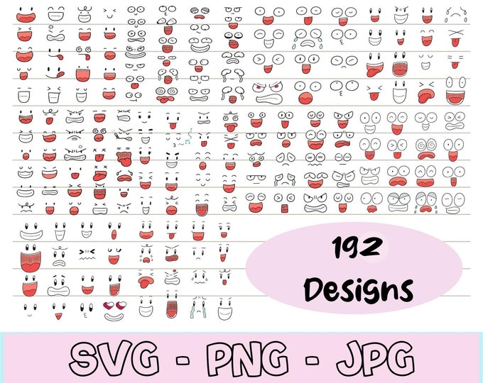 Funny Faces Svg, Png, Cute Faces Svg, Smiley Face Svg, Emoji Face Svg ...