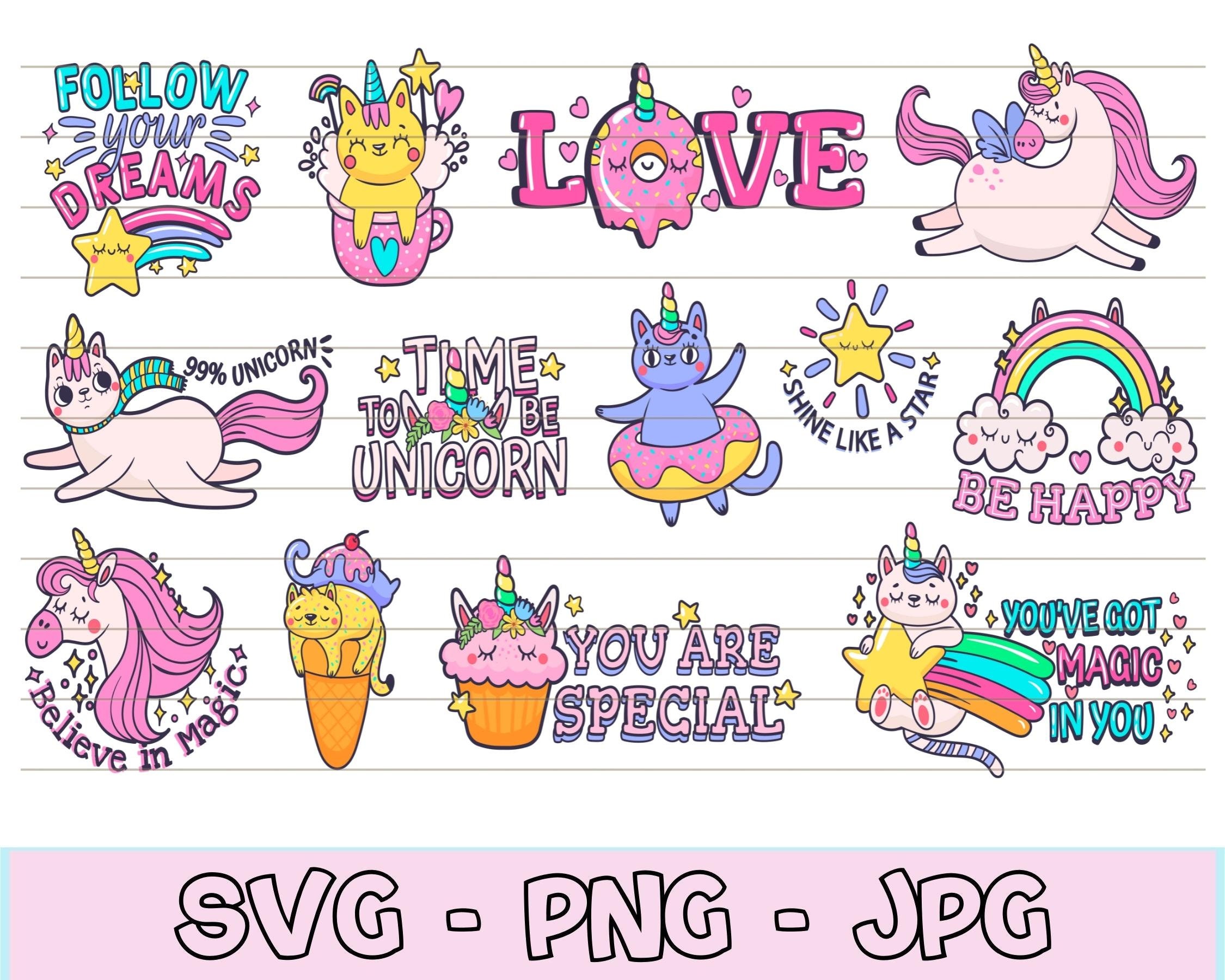 Cute Sticker Svg Bundle for Cricut Unicorn Sticker Svg - Etsy