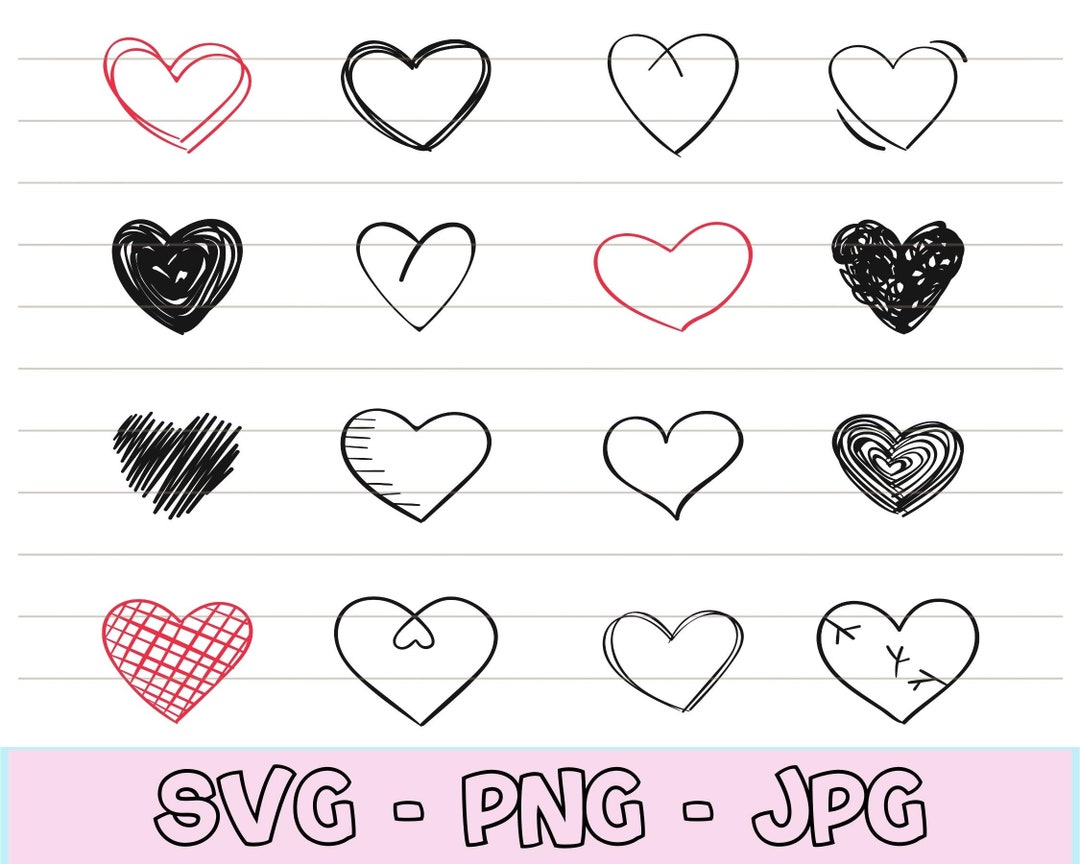 Heart Svg Bundle, Sketch Heart Svg, Open Heart Svg, Doodle Heart Svg ...