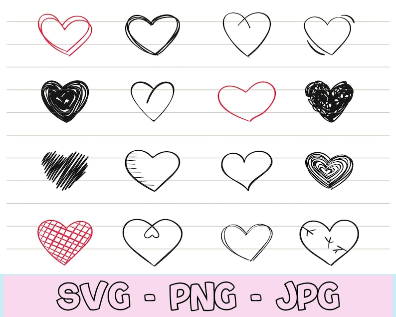 Heart Svg Bundle Sketch Heart Svg Open Heart Svg Doodle - Etsy