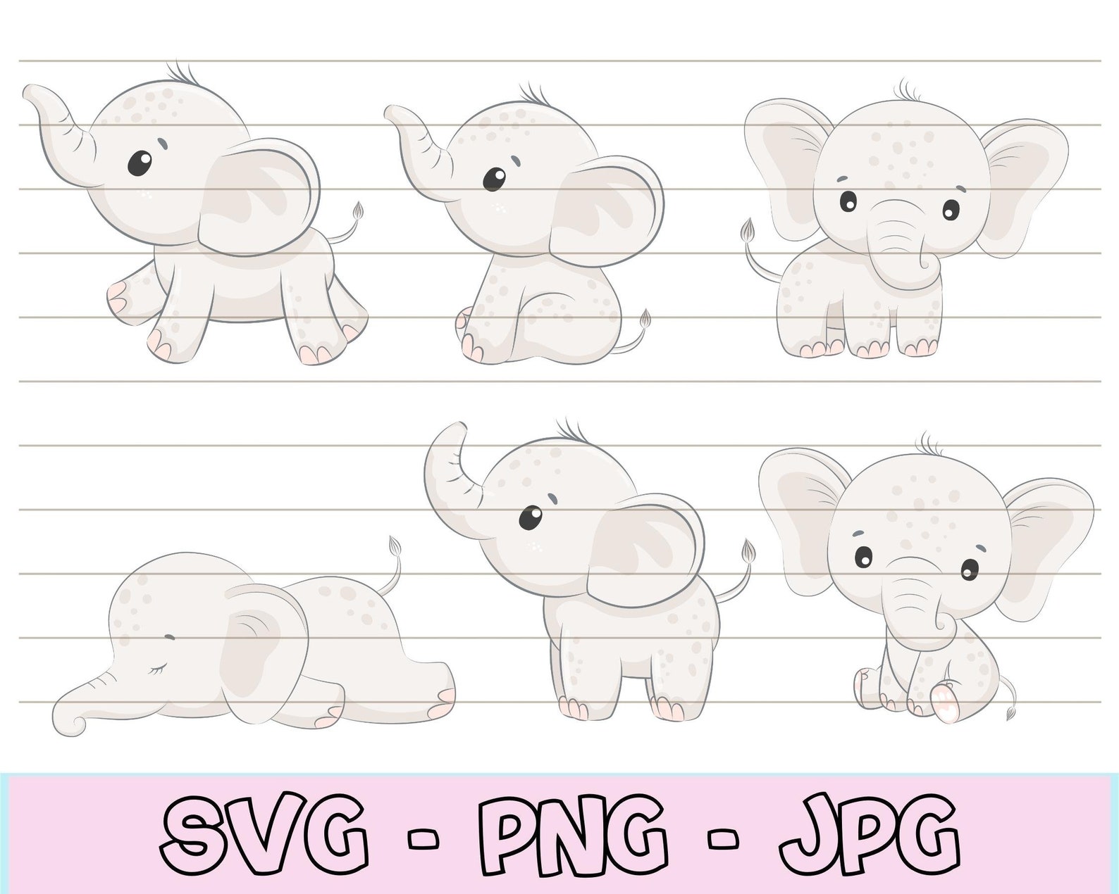 Cute Elephant Svg, Elephant Svg Bundle, Elephant Svg Cricut, Elephant ...