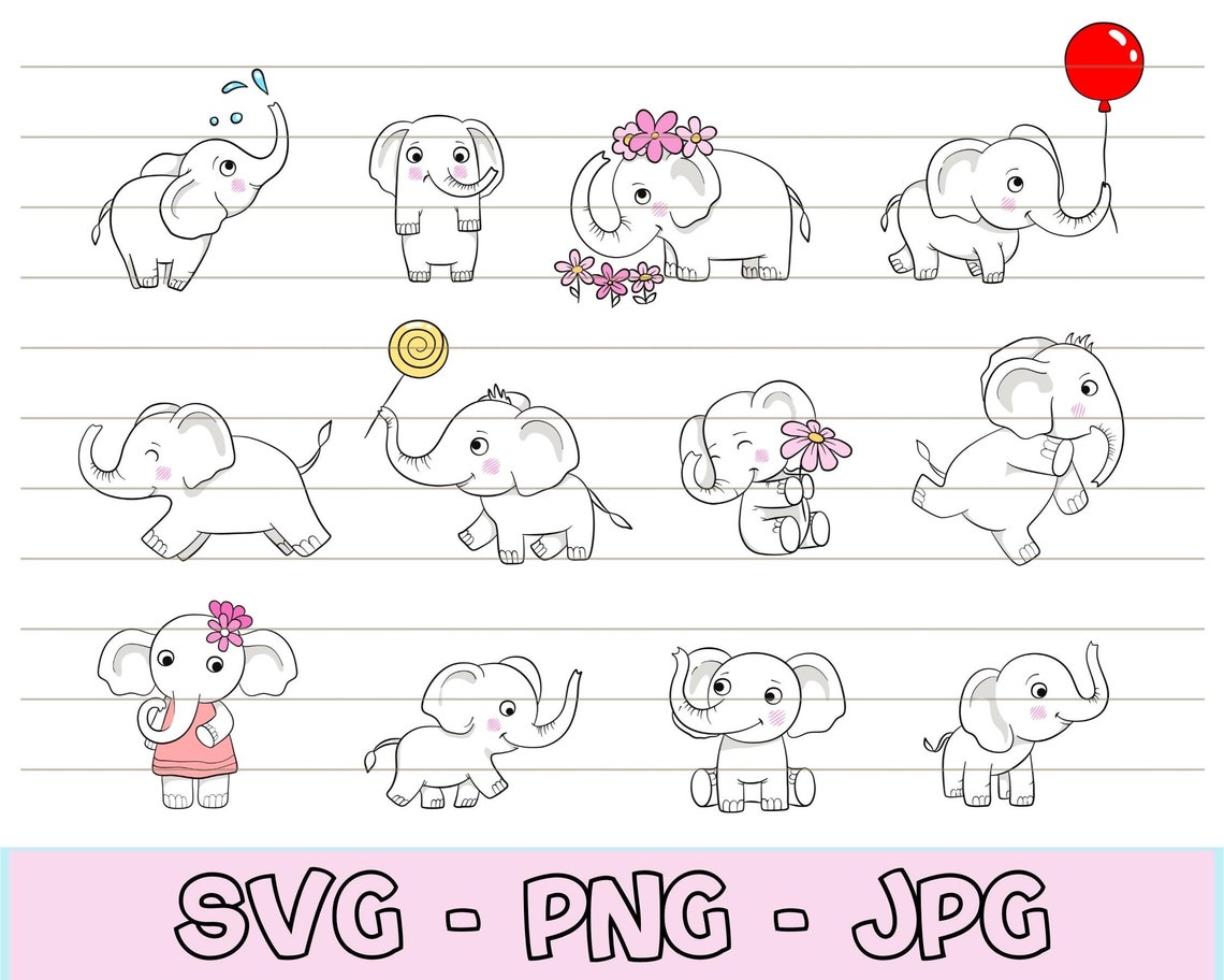 Cute Elephant Svg Elephant Svg Bundle Elephant Svg Cricut | Etsy