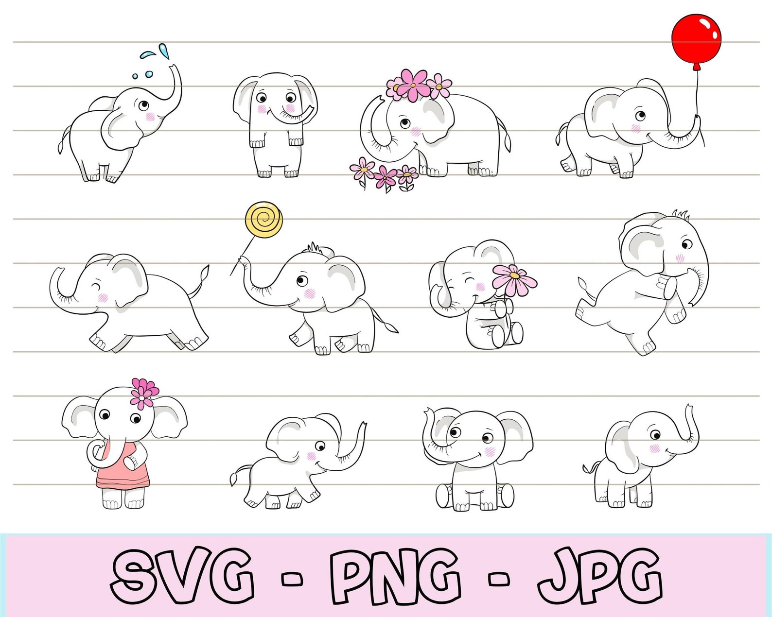 Cute Elephant Svg Elephant Svg Bundle Elephant Svg Cricut - Etsy