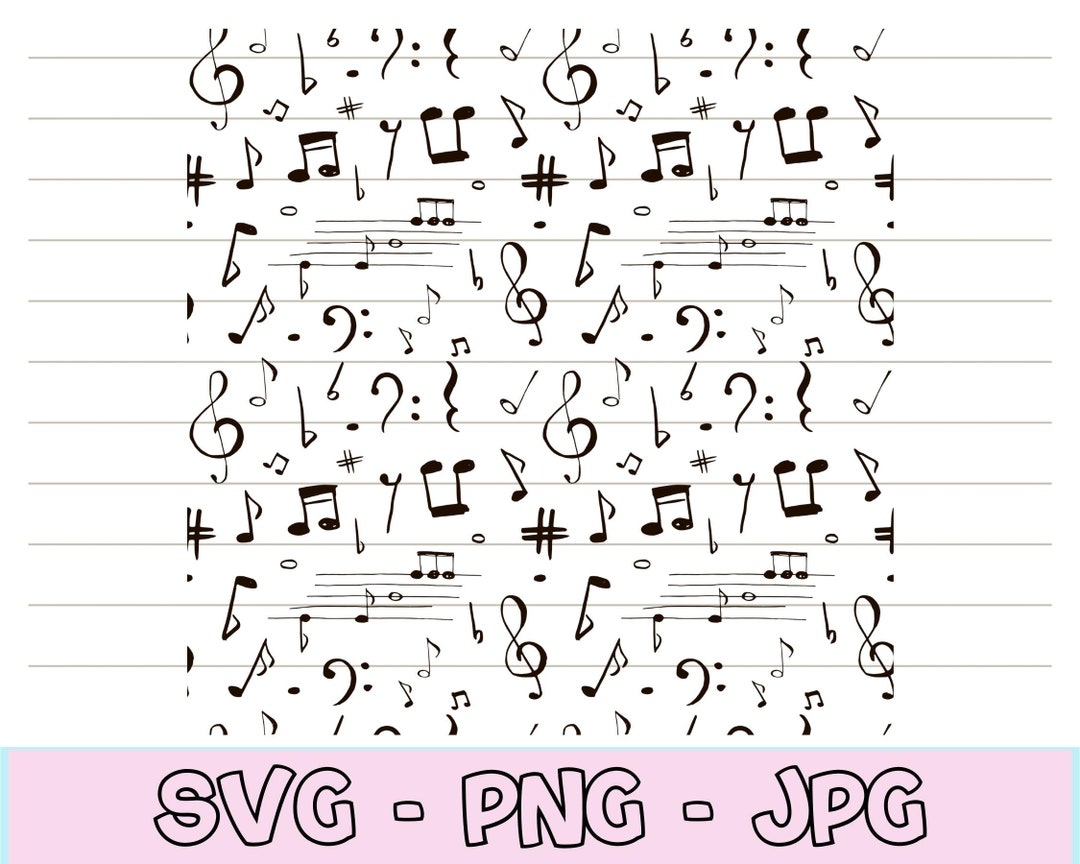 Music Pattern Svg, Music Notes Svg Designs for Wall Decor, Shirts ...