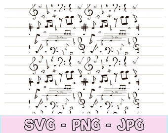 Music Doodle, Musical Instruments Svg, Music Notes Svg Designs for Wall ...