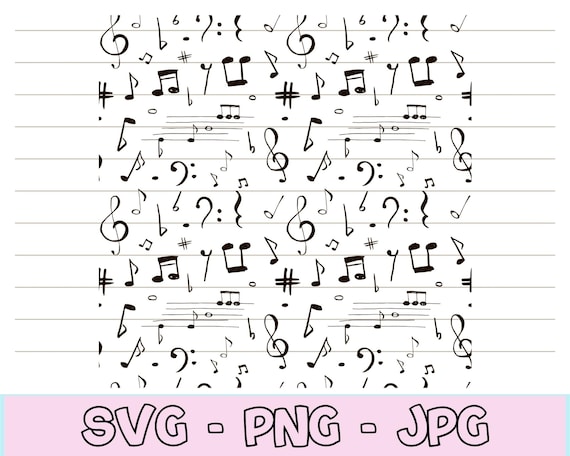 Music Pattern Svg Music Notes Svg Designs for Wall Decor - Etsy