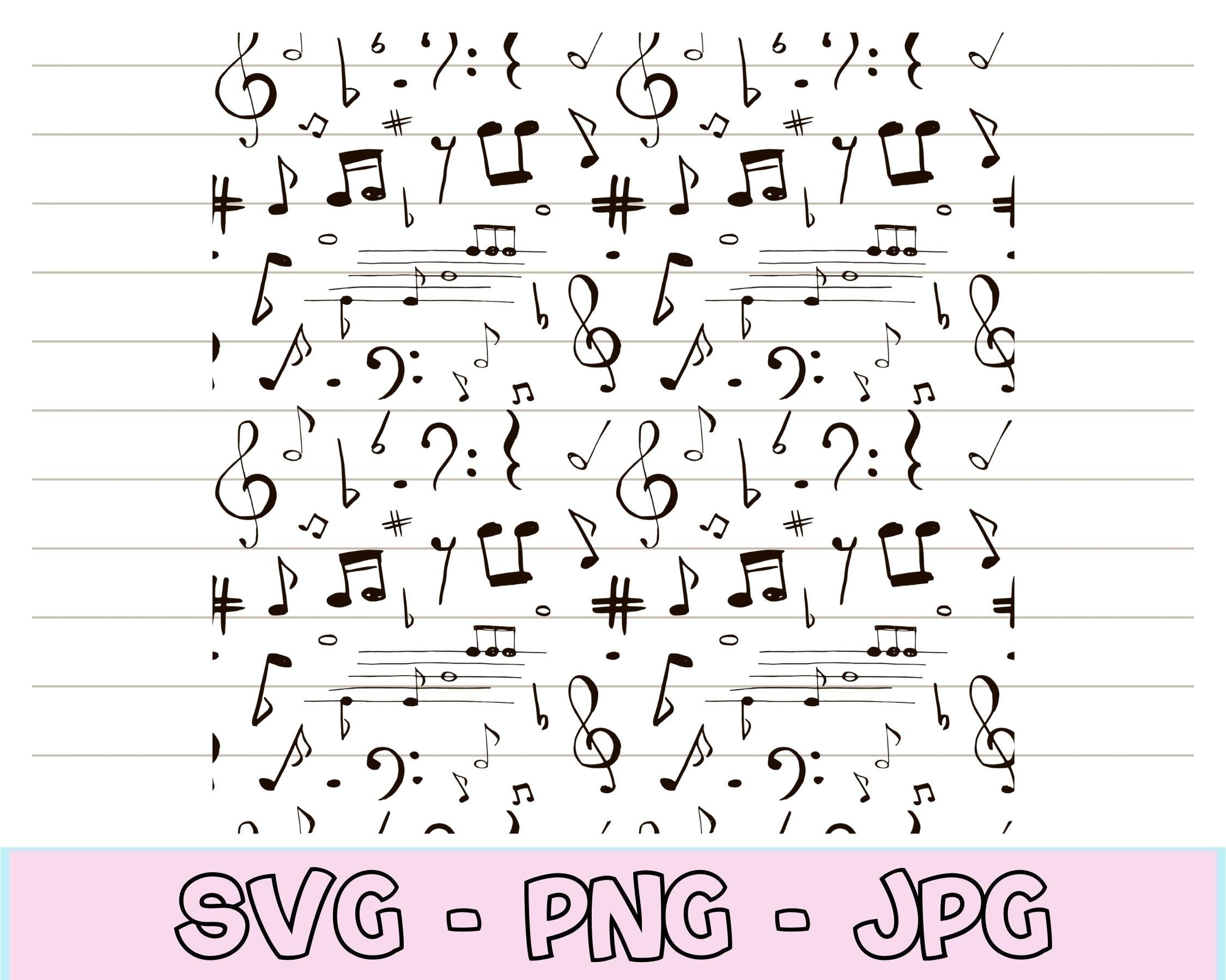 Music Pattern Svg, Music Notes Svg Designs für Wanddekoration, Shirts ...