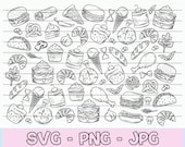 Fast Food Svg Food Doodle Clipart Breakfast Svg Food Svg - Etsy