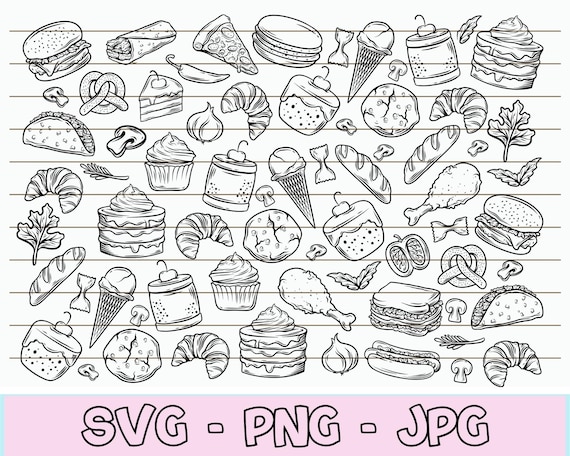 Fast Food Svg Food Doodle Clipart Breakfast Svg Food Svg - Etsy