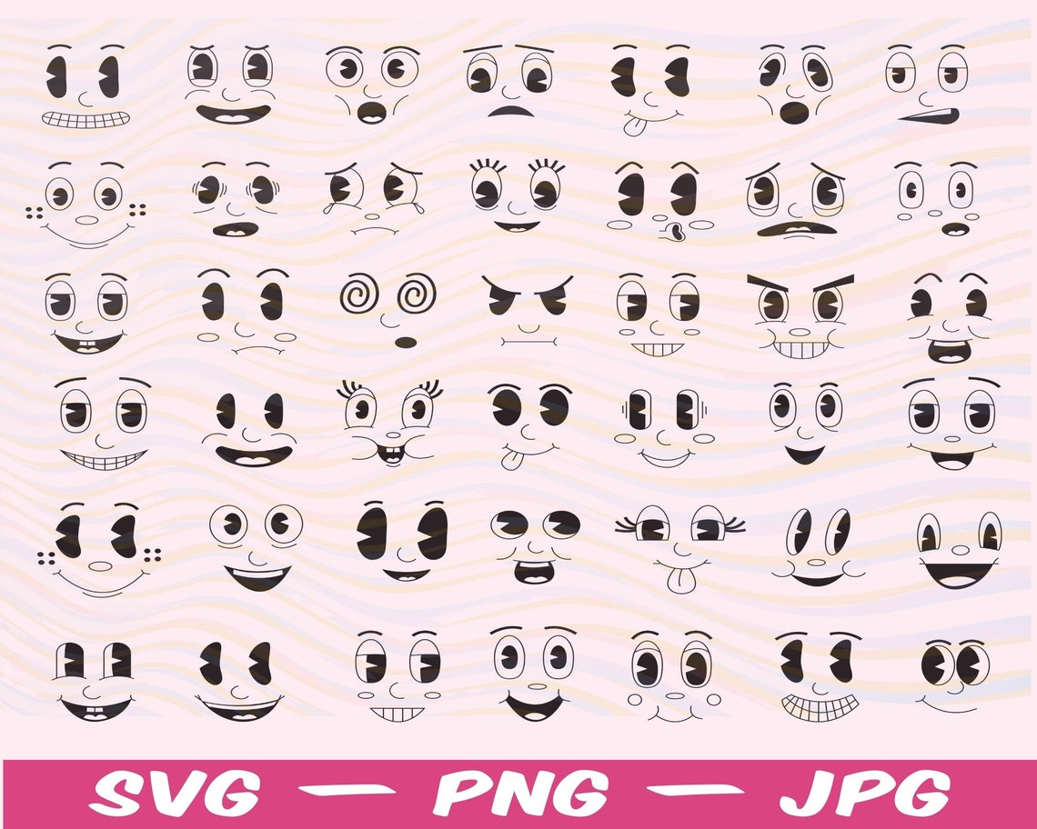 Cartoon Faces Svg Emoji Faces Svg Eyes Svg Cute Faces Svg - Etsy