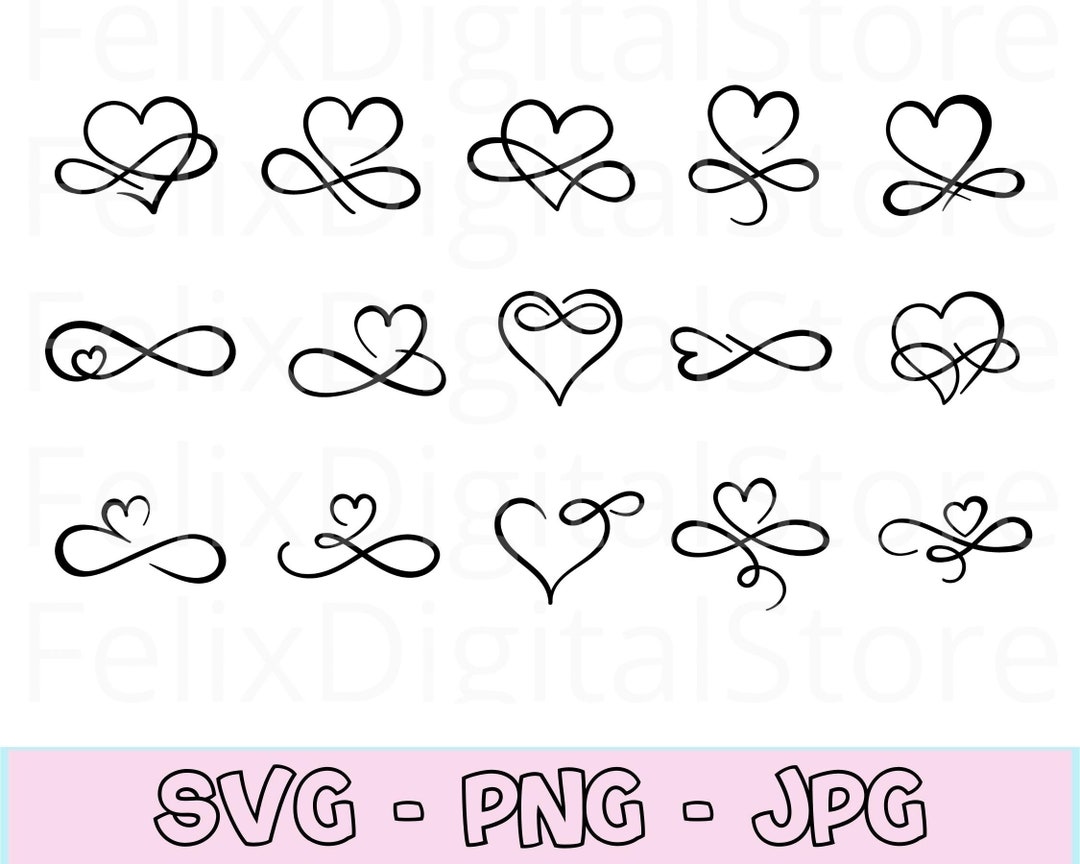 Infinity Heart Svg, Open Heart Svg, Infinity Love Svg, Hand Draw Heart ...