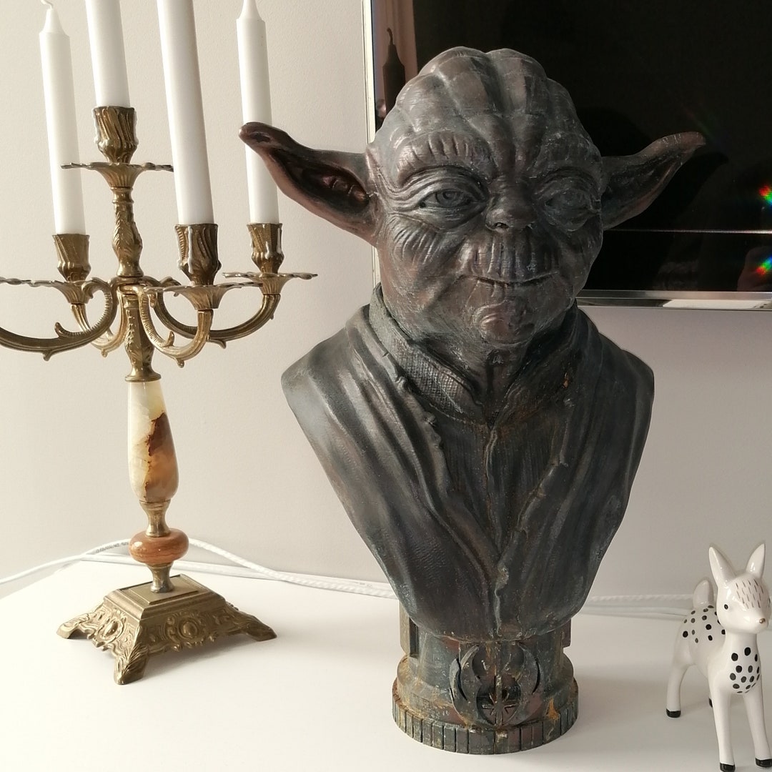 Yoda Bust, 3D Printed, Painted and Weathered in Dark Bronze. - Etsy