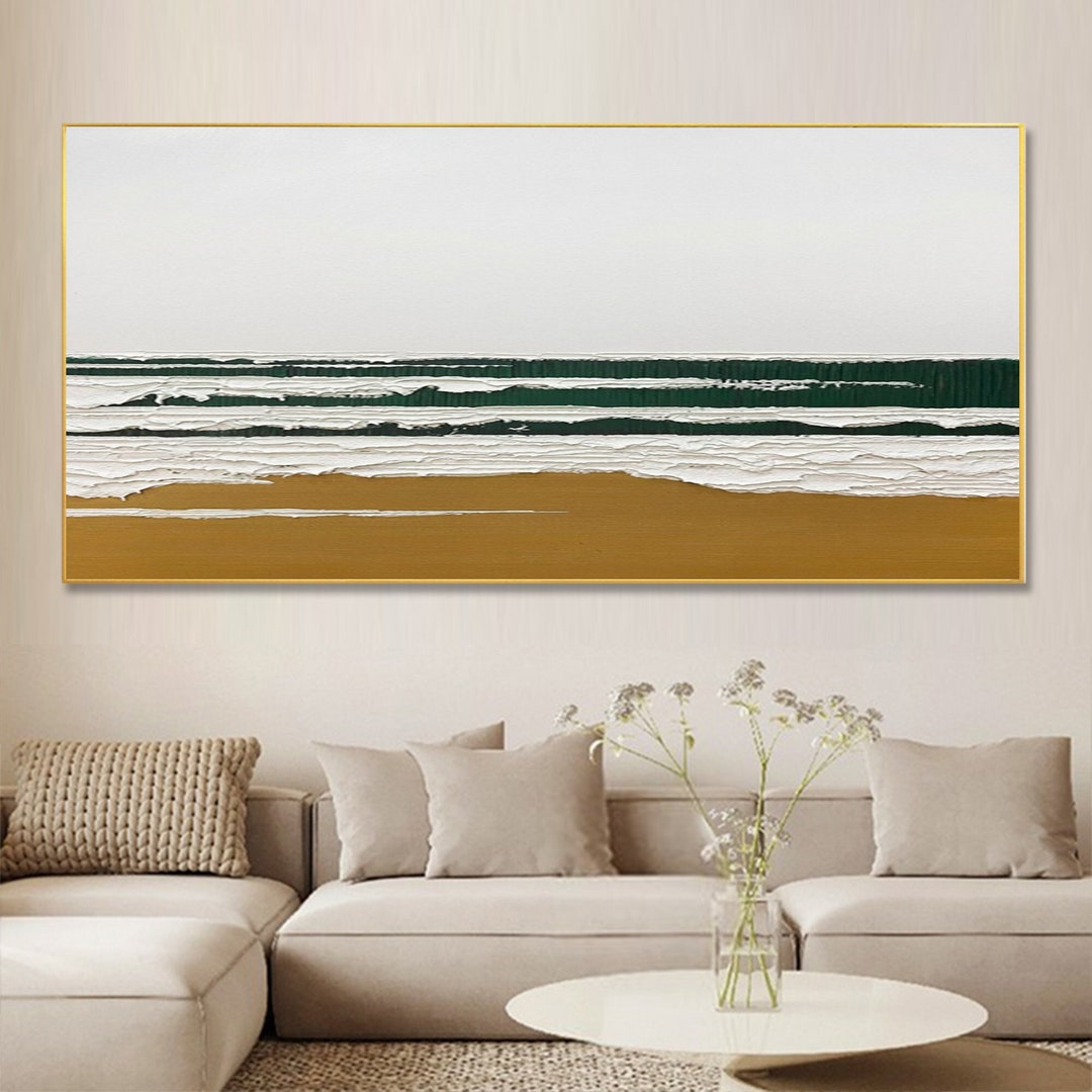 Abstract Wabi-sabi Ocean Canvas Wall Art, Earth Color Beach Landscape Art, Wabi-sabi Seascape ...