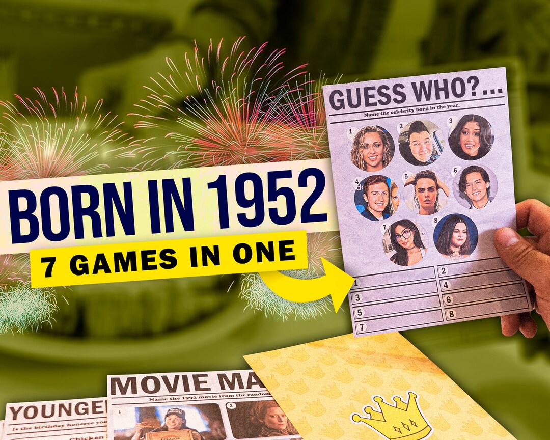 74th Birthday Trivia Games: Born in 1952 (printable) - Etsy