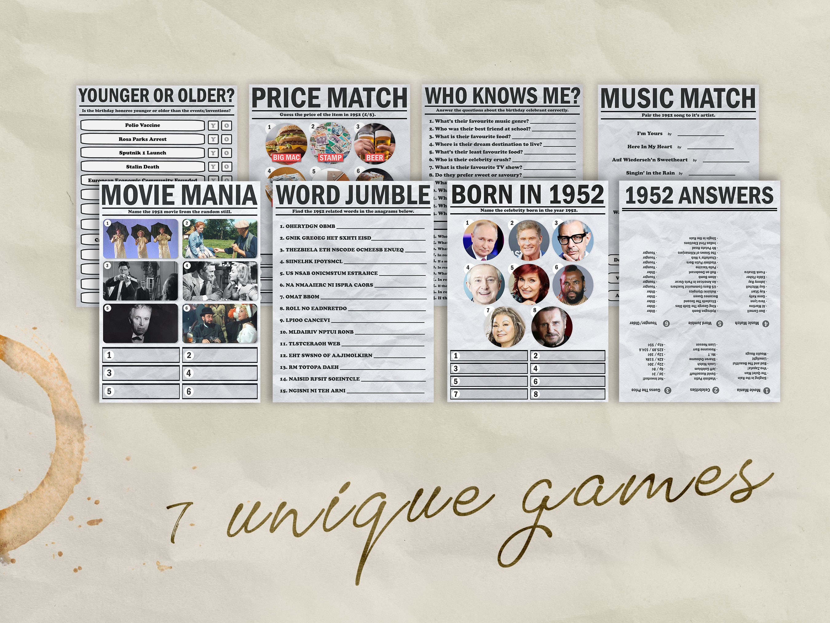 78th Birthday Trivia Games: Born in 1947, Party Games (printable) - Etsy