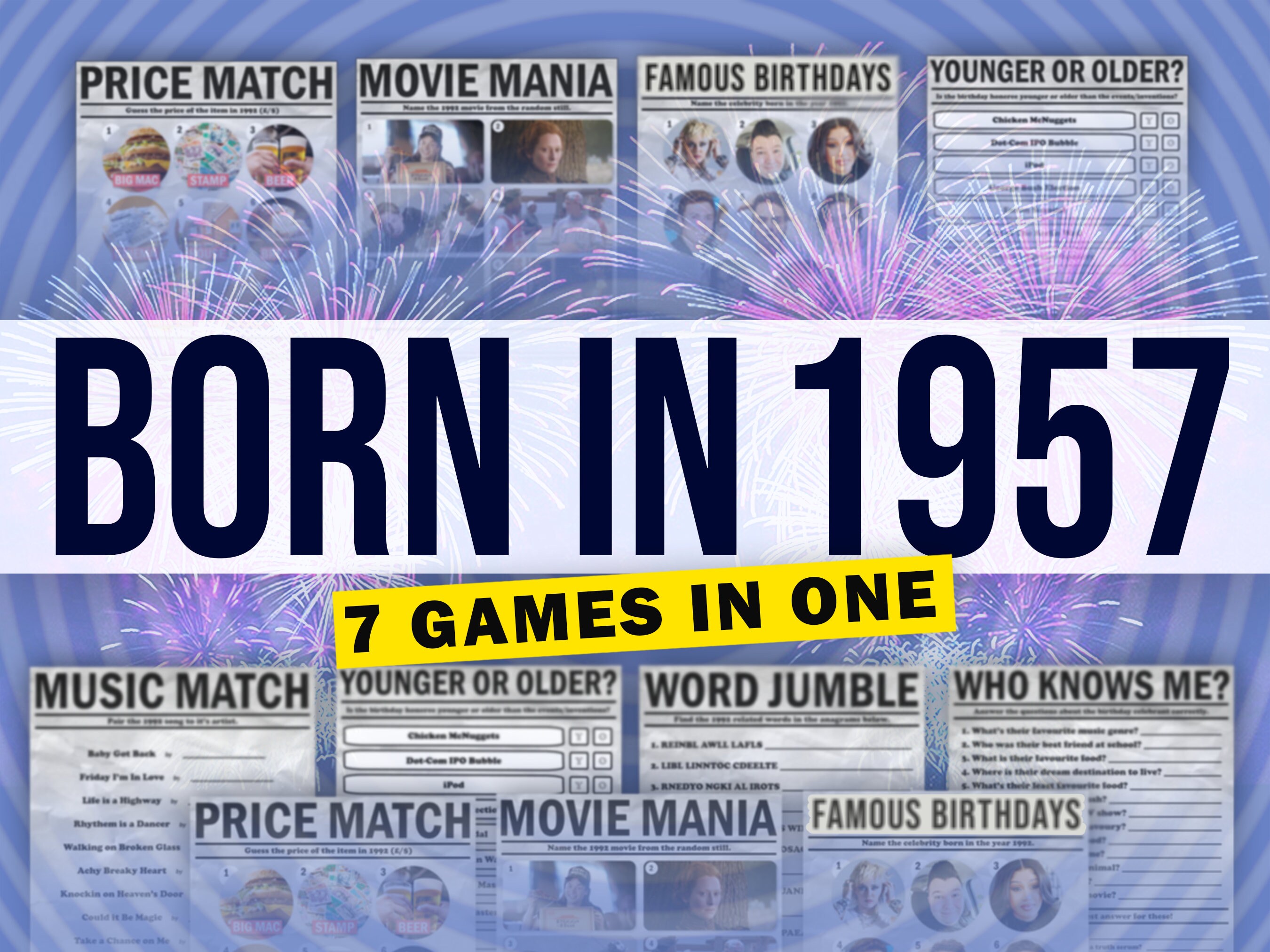 68th Birthday Games: 1957 Trivia, Quiz, and More (printable Games) - Etsy