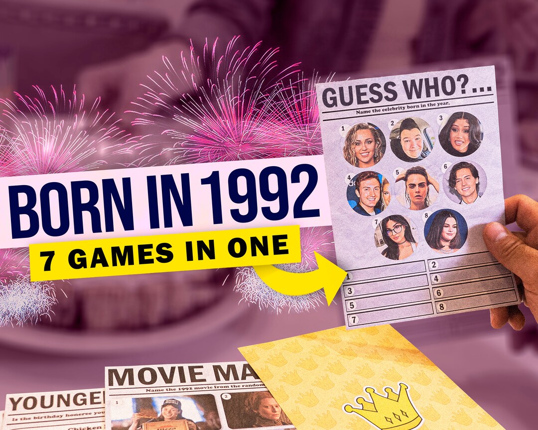 34th Birthday Games: 1992 Trivia, Adult Party Games (printable) - Etsy