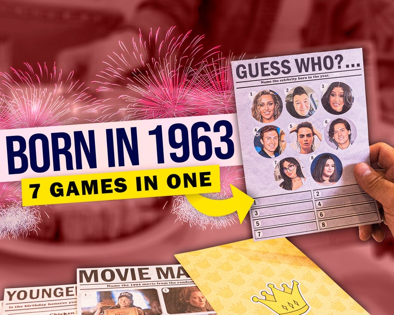 61st Birthday Party Games Born in 1963 Games Bundle Printable Games ...