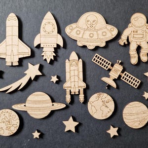 Set of Space Themed Laser Cut MDF Craft Shapes Wooden Embellishments - Etsy