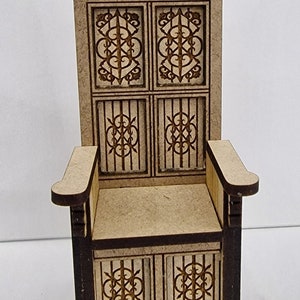 1:12 Scale Dolls House Carved Medieval /tudor Style Throne / Chair Self ...