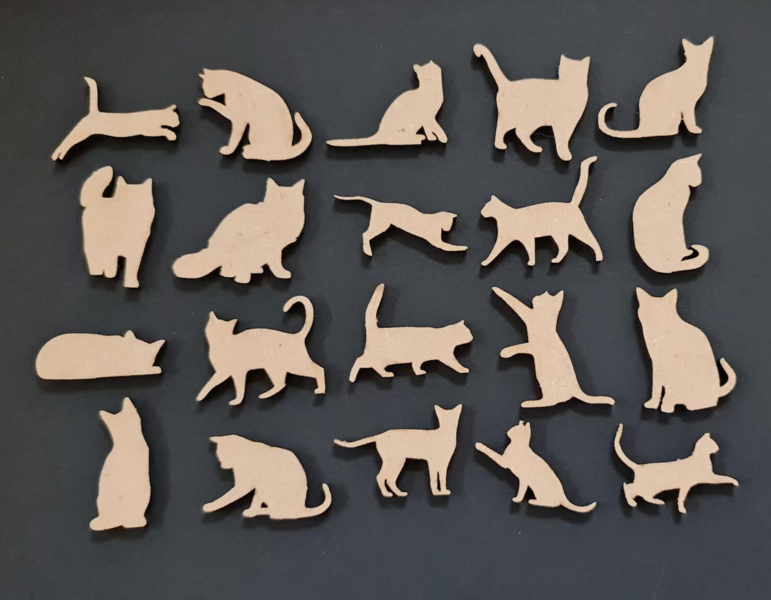 20x Mixed Cat Laser Cut MDF Craft Shapes Wooden Embellishment - Etsy