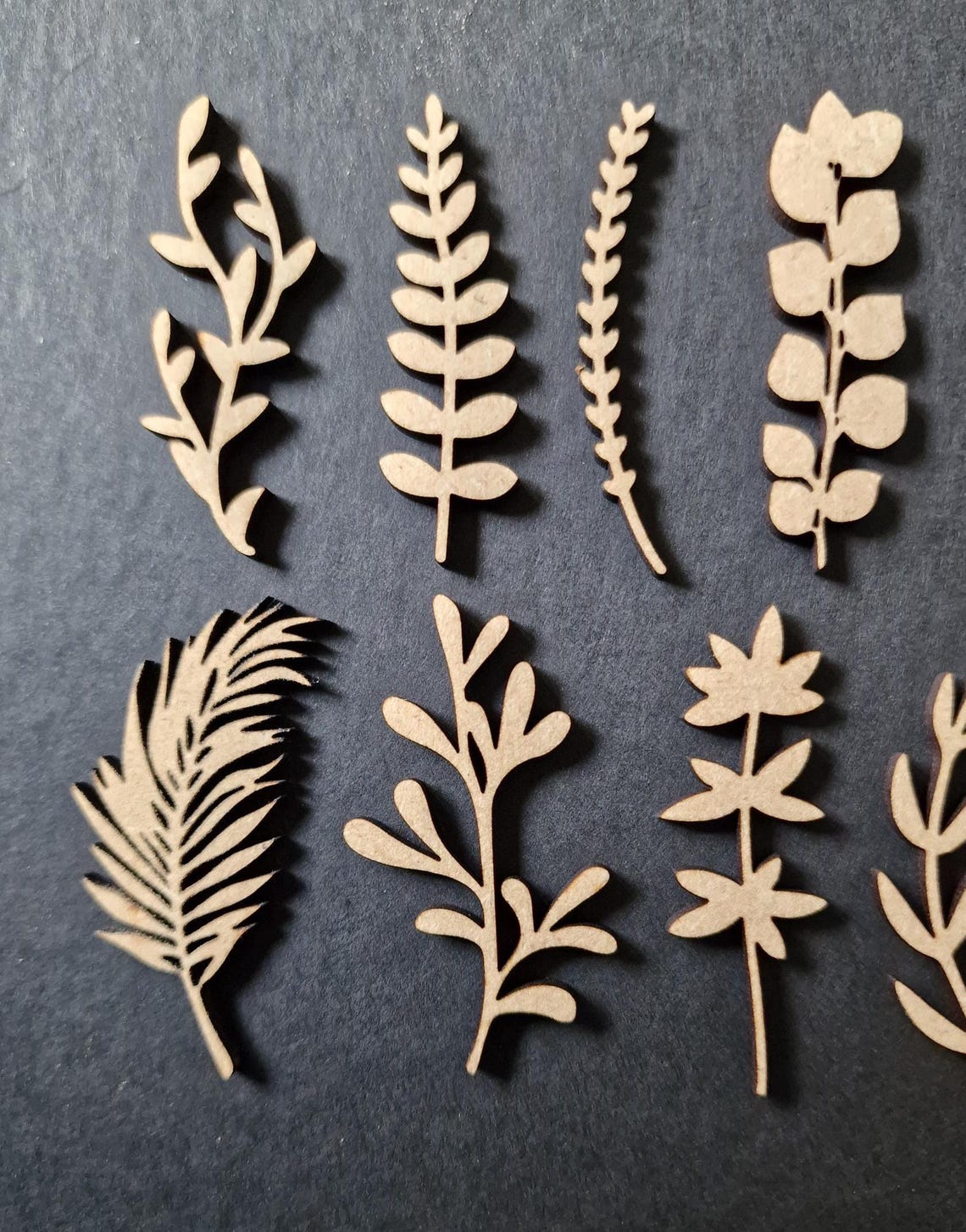 12x Mixed Foliage Leaves Plants Laser Cut MDF Craft Shapes Wooden ...