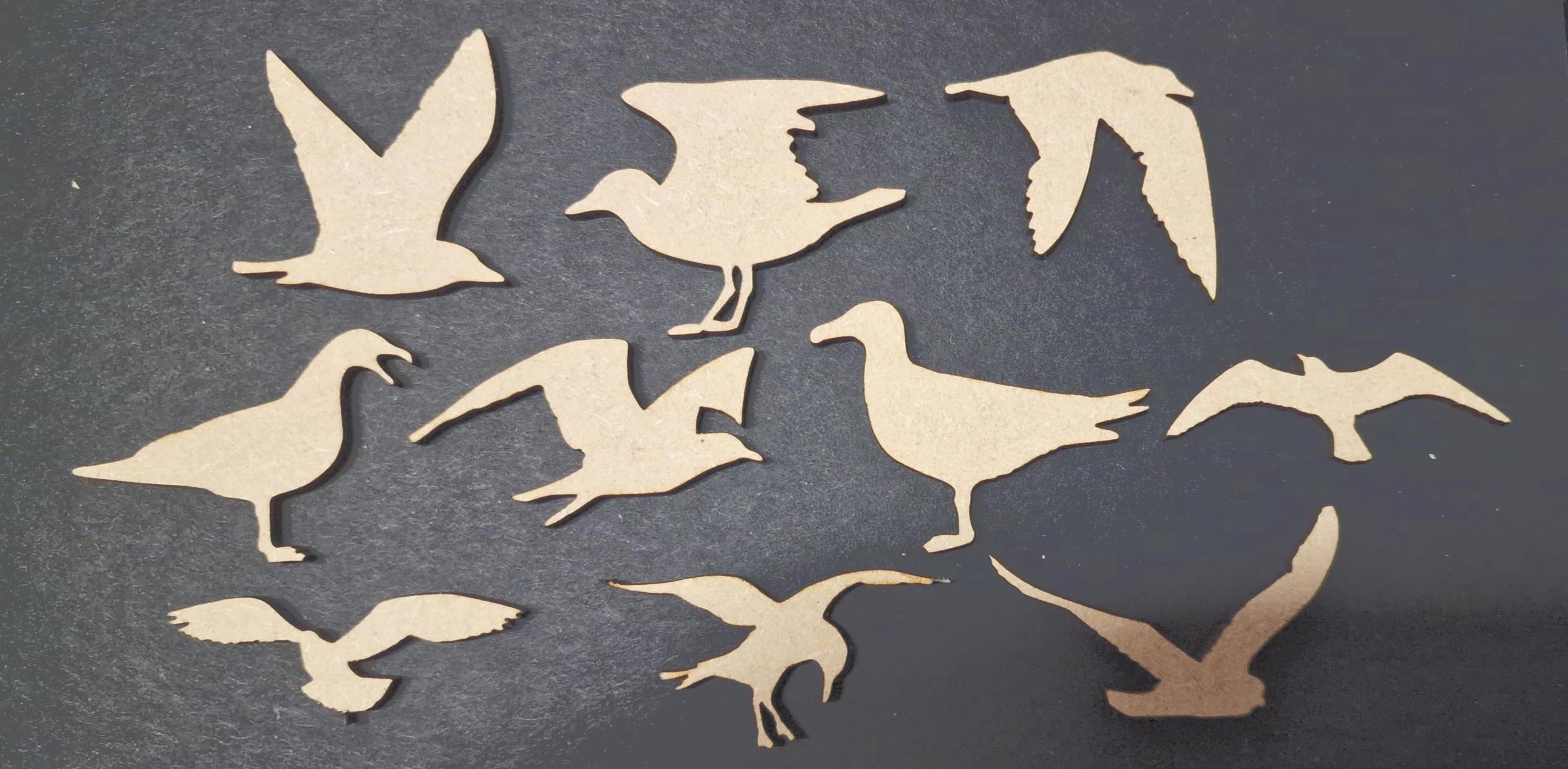 11x Seagull Laser Cut MDF Craft Shapes. Detailed or Silhouette Wooden ...