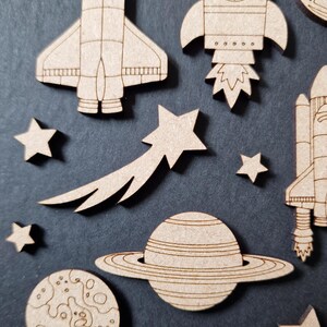 Set of Space Themed Laser Cut MDF Craft Shapes Wooden Embellishments - Etsy