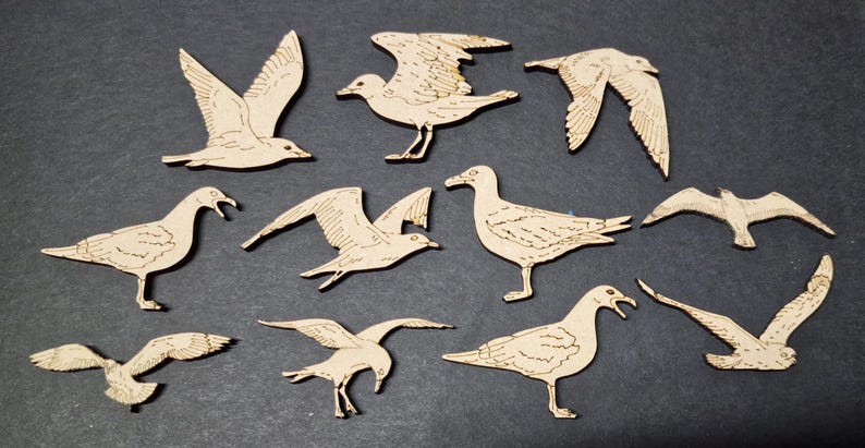11x Seagull Laser Cut MDF Craft Shapes. Detailed or Silhouette Wooden ...