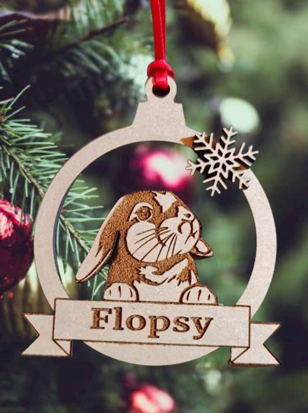 Personalised Wooden Pet Rabbit Christmas Bauble/ Tree Decoration Great ...