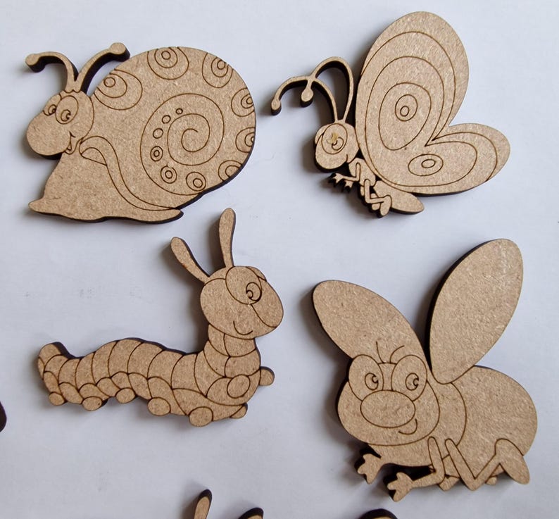 16x Friendly Insect Bugs Laser Cut MDF Craft Shapes Wooden ...