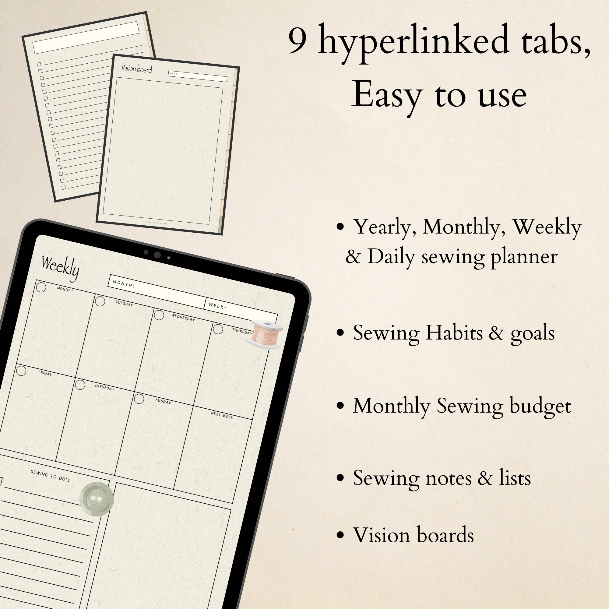 Digital Sewing Planner, Sewing Notebook, Journal for Goodnotes ...
