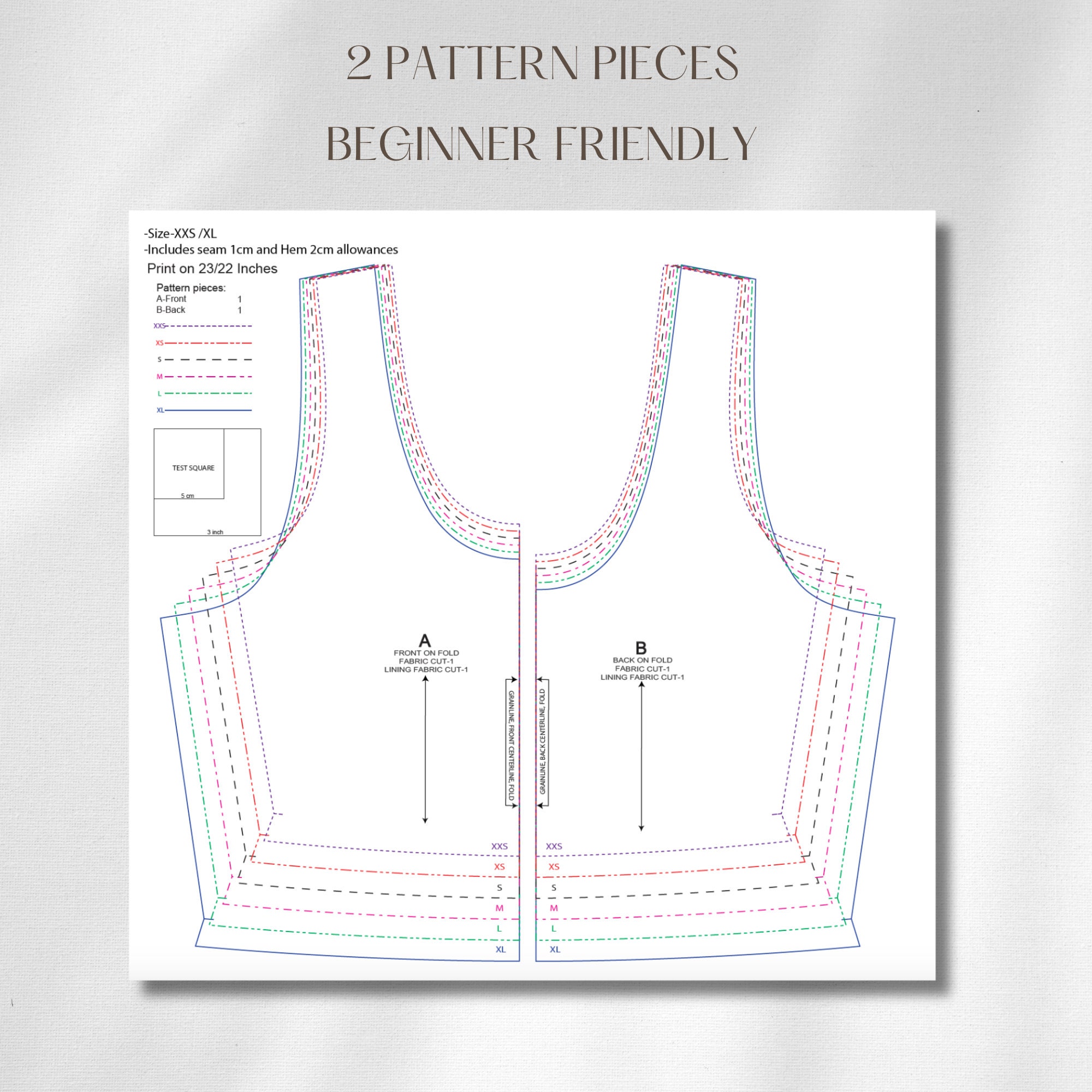 PDF Cropped Tank Top Women EU Size Xxs-xl US 0-10, Instant Download, A4 ...
