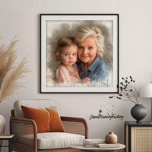 Passed Away Grandma Portrait Drawing, Handmade Keepsake Artwork ...